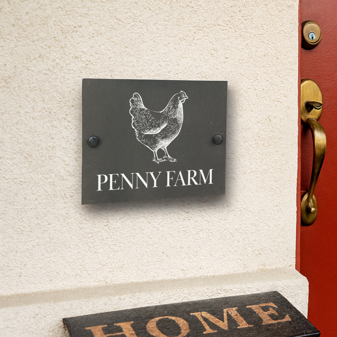 Chicken Slate House Number or Name Wall Mounted Sign – Love Lumi Ltd