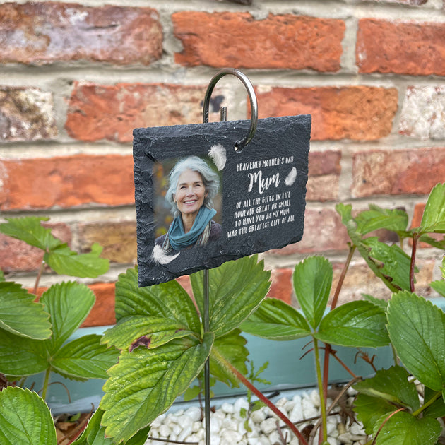 Heavenly Mother's Day Photo Printed Garden Rectangle Slate Tag Wire Ho ...