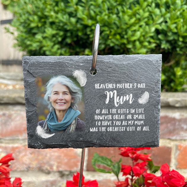 Heavenly Mother's Day Photo Printed Garden Rectangle Slate Tag Wire Ho ...